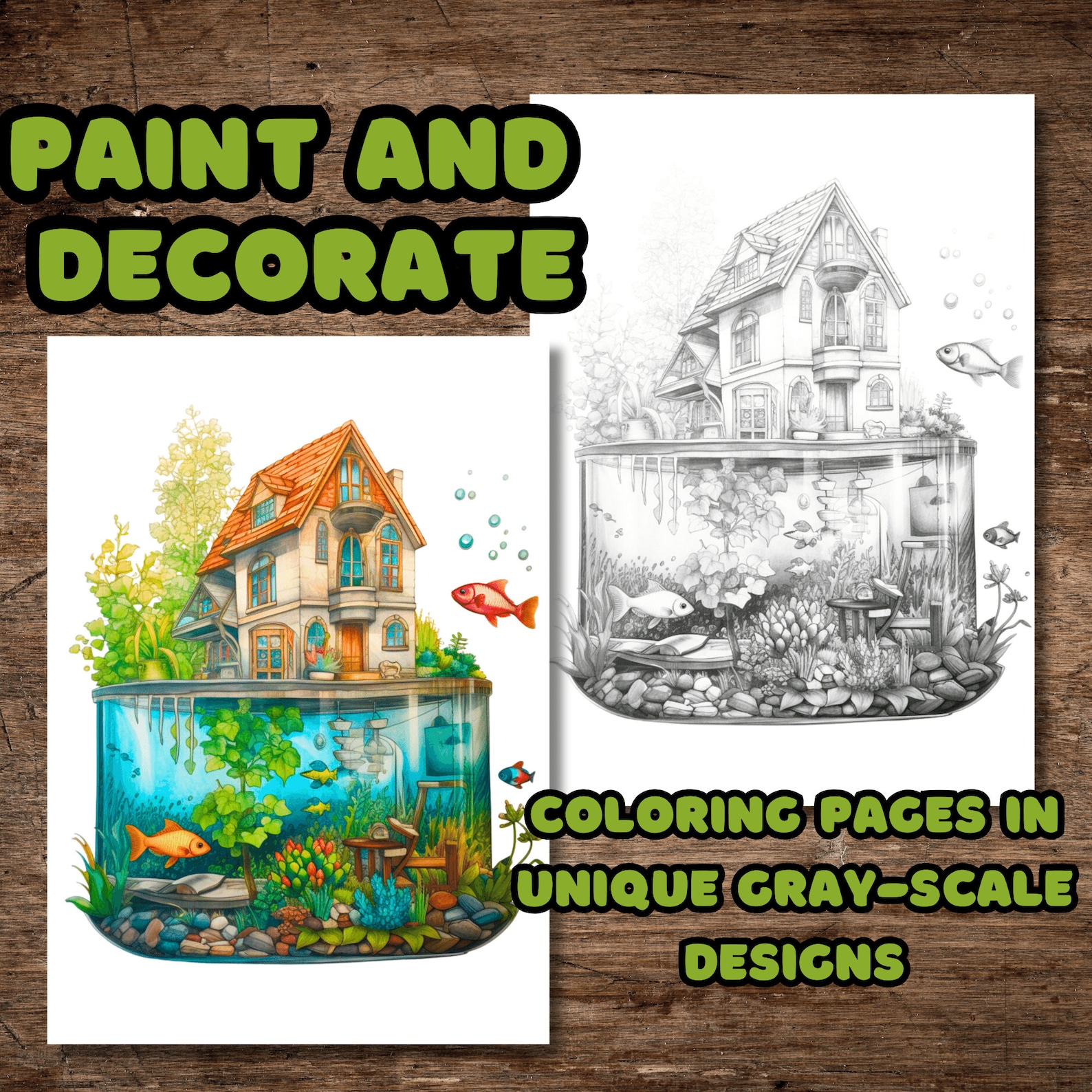 Digital Download: Fisherman House Coloring, Cute Houses, Sea Life ...