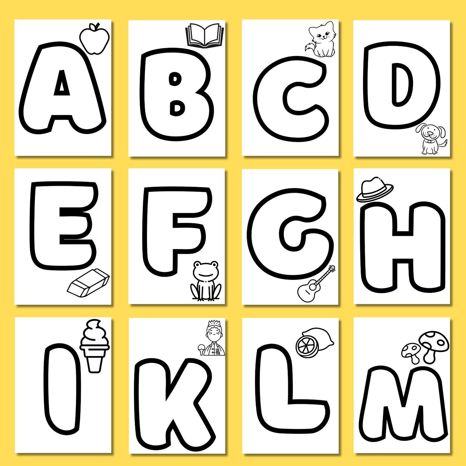 Back to School: ABC Printable Alphabet Coloring Kids' - Etsy