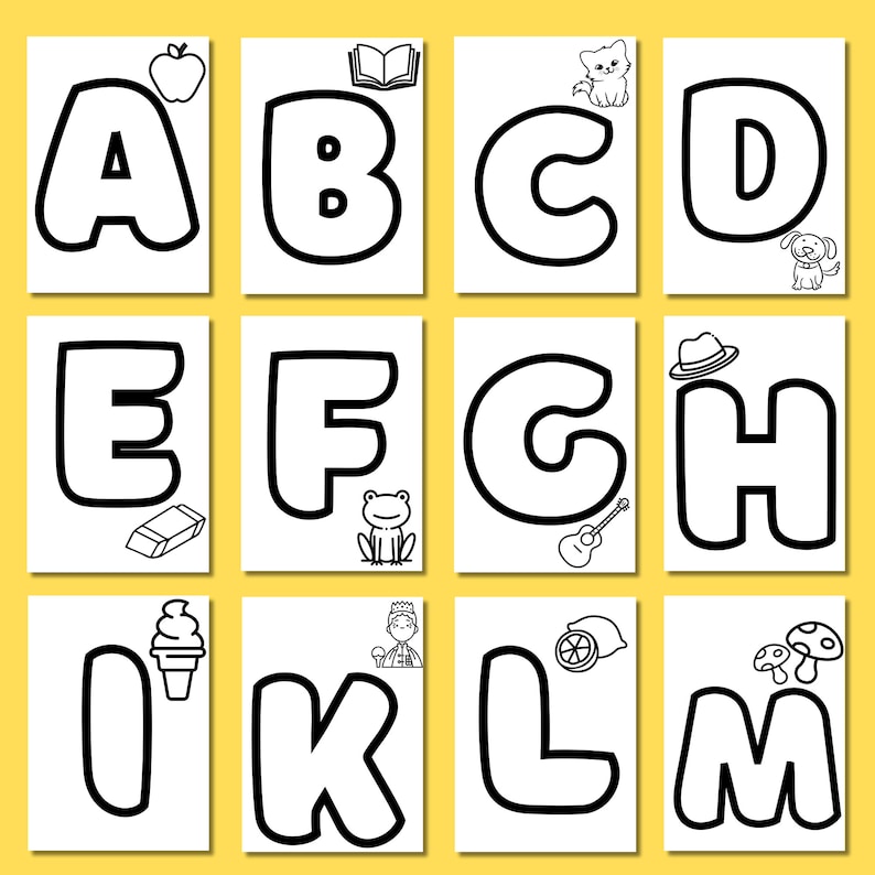 Back to School: ABC Printable Alphabet Coloring Kids' - Etsy