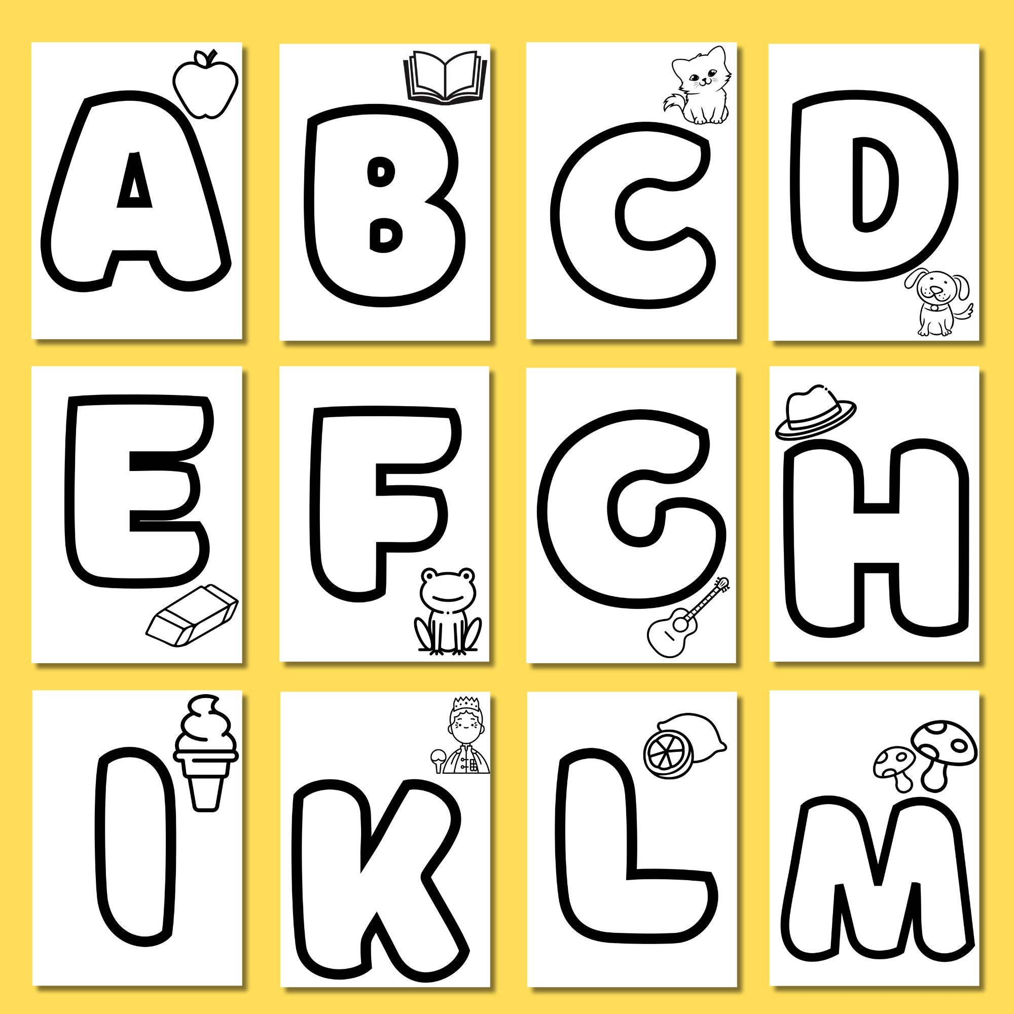 Back to School: ABC Printable Alphabet Coloring Kids' - Etsy