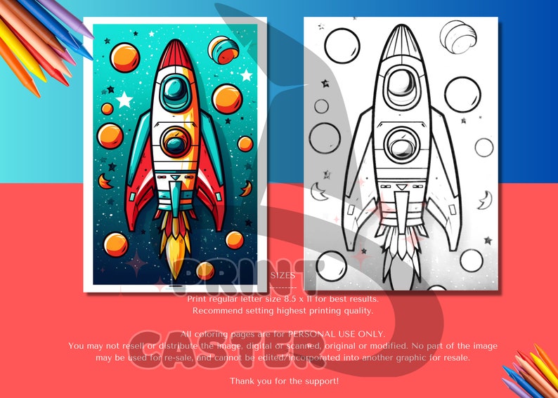 Space Coloring Pages Space Rocket Spaceship Printables Space Activity ...