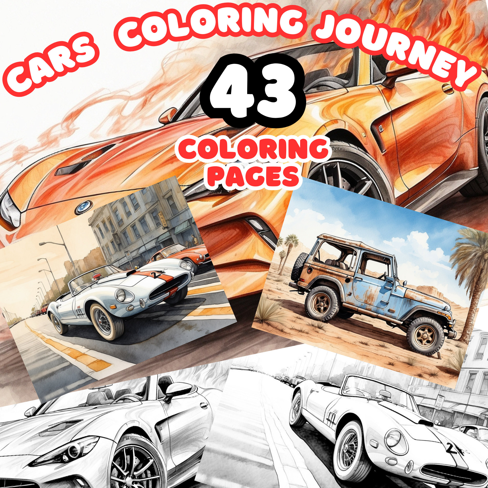 43 Cars & Automobiles A Coloring Journey | Unique Pages for Adults and ...