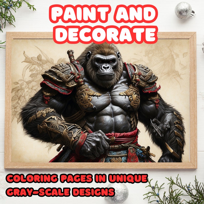 Animal Warriors Color Page Fantasy Coloring Book Digital Download of ...