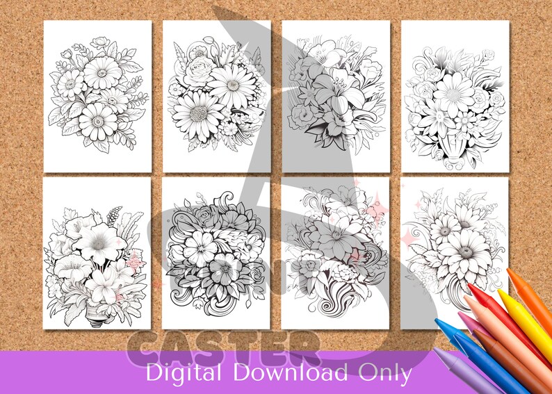 Fun Floral Coloring Pages | 30 Fun Flower Coloring Pagespages | Digital ...