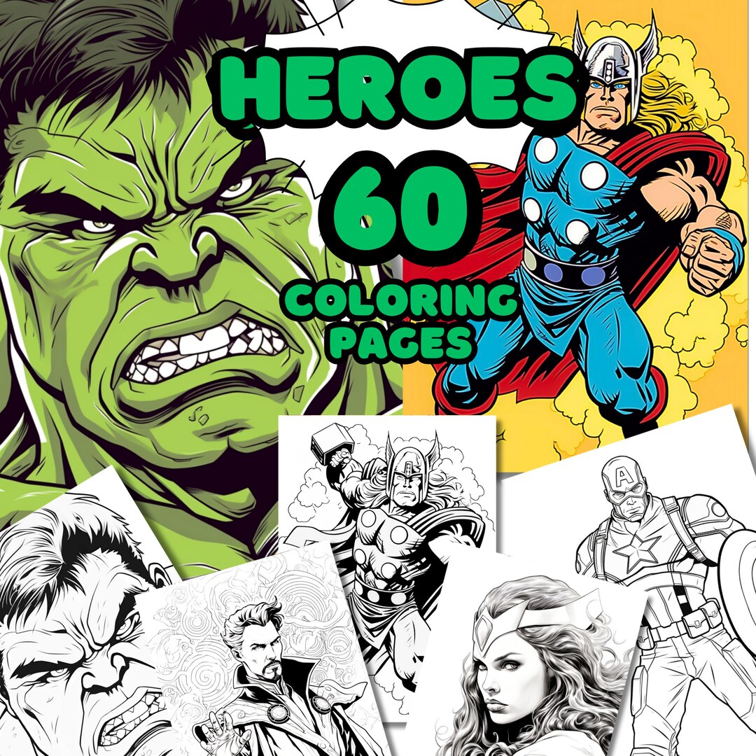Buy 60 SUPERHERO Coloring Pages / Legendary Heroes Coloring Pages ...