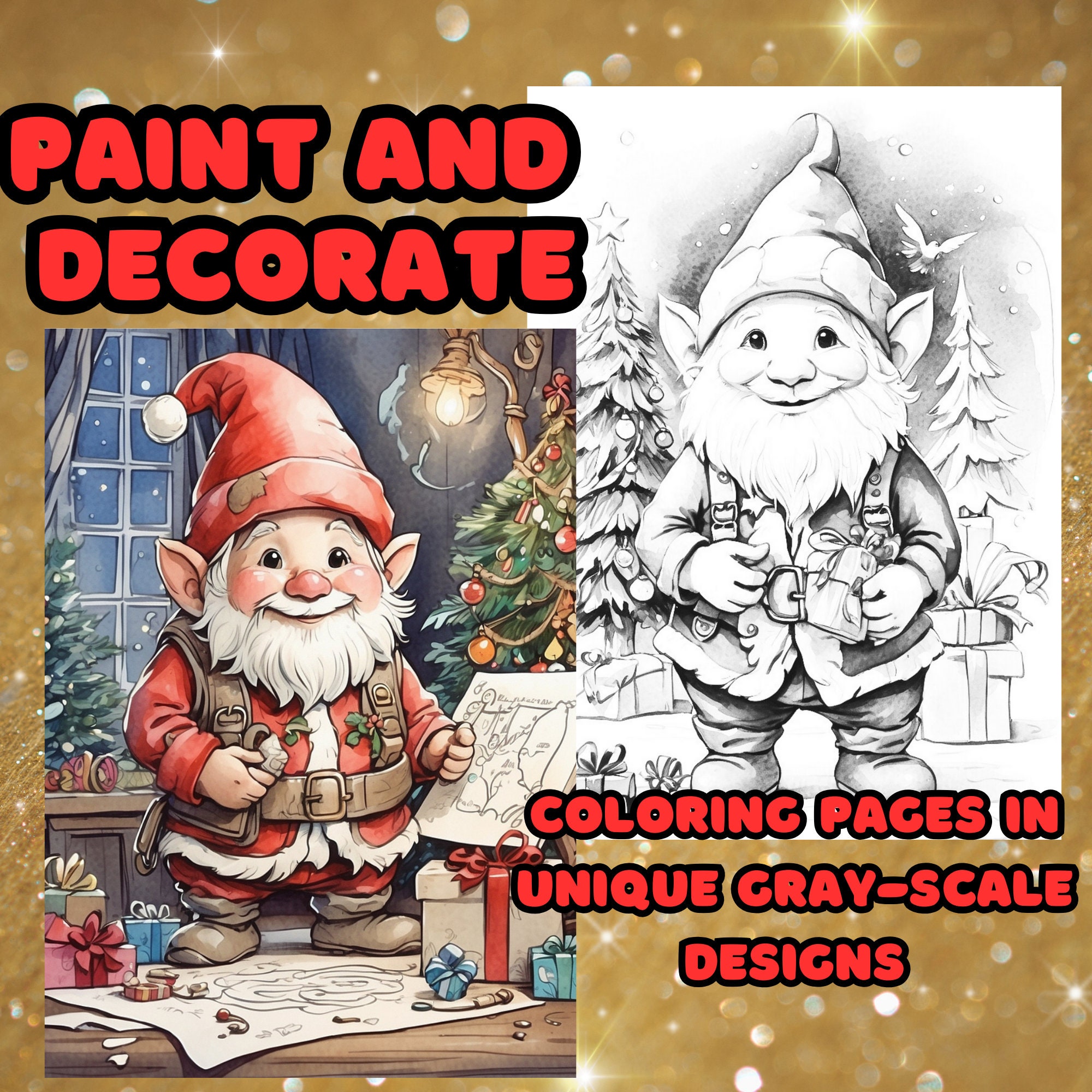Christmas Gnome Coloring Books Festive Digital Pages for Adults ...