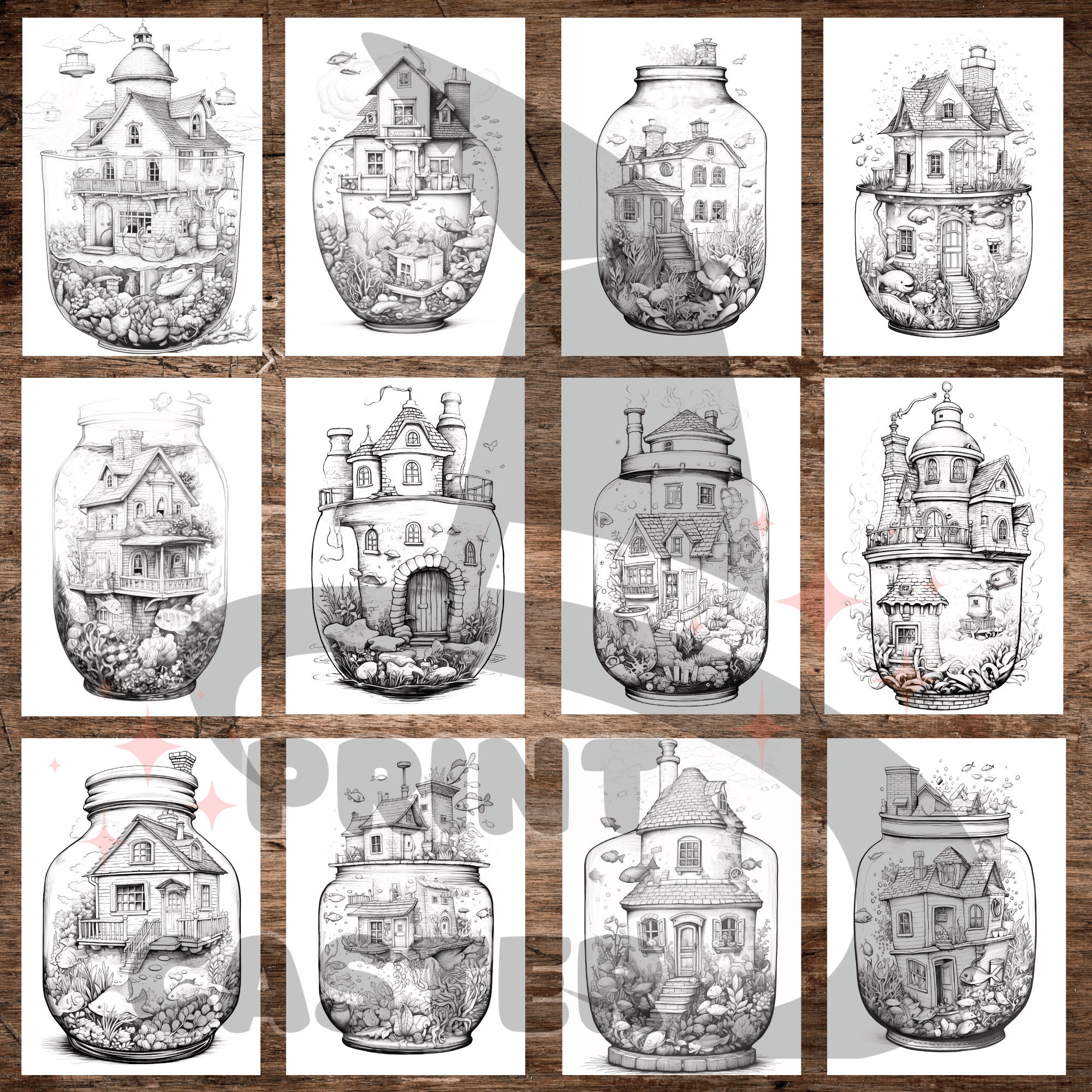 Digital Download: Fisherman House Coloring, Cute Houses, Sea Life ...