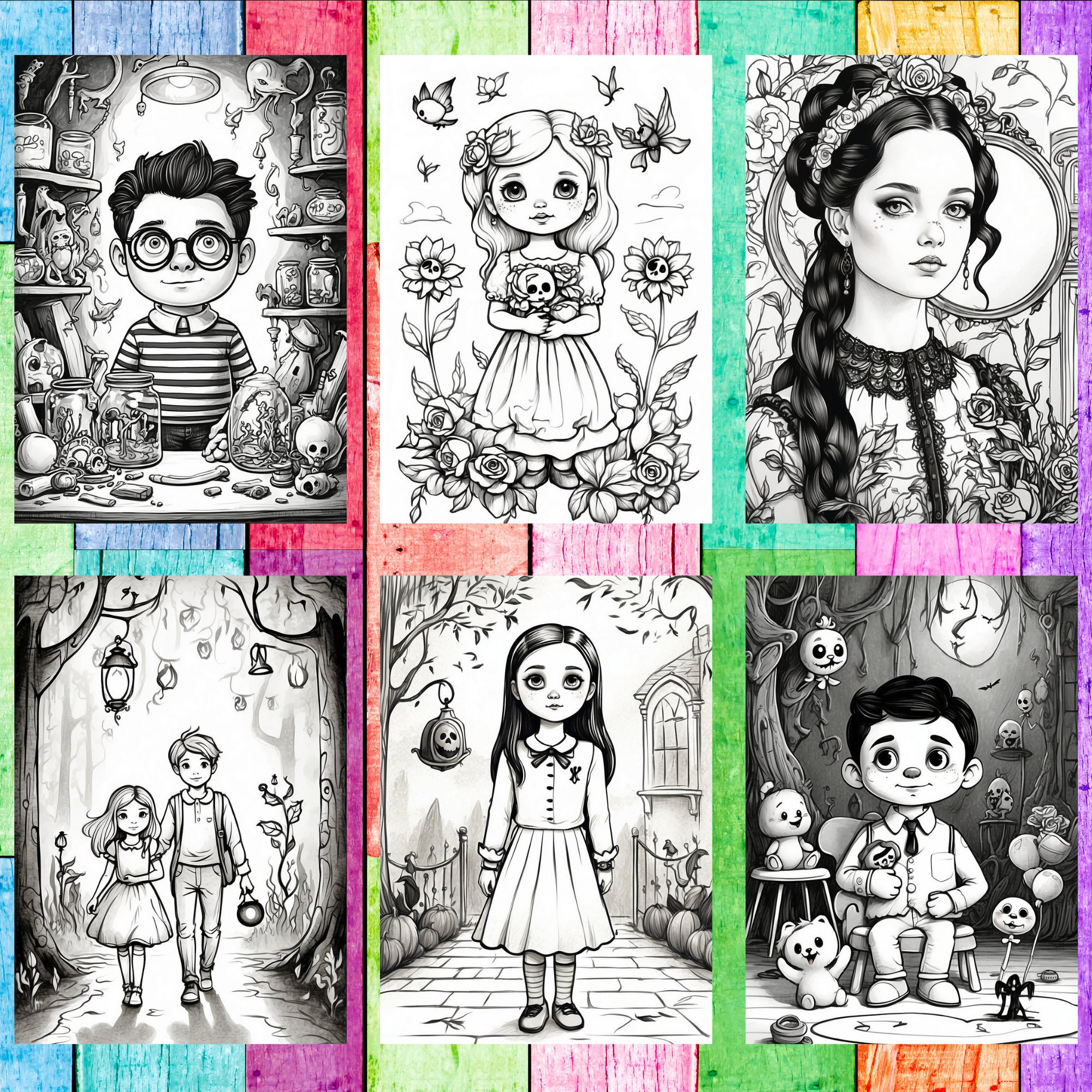 Weird Family Color Page Printable Adult Coloring Book Fantasy & Creepy ...