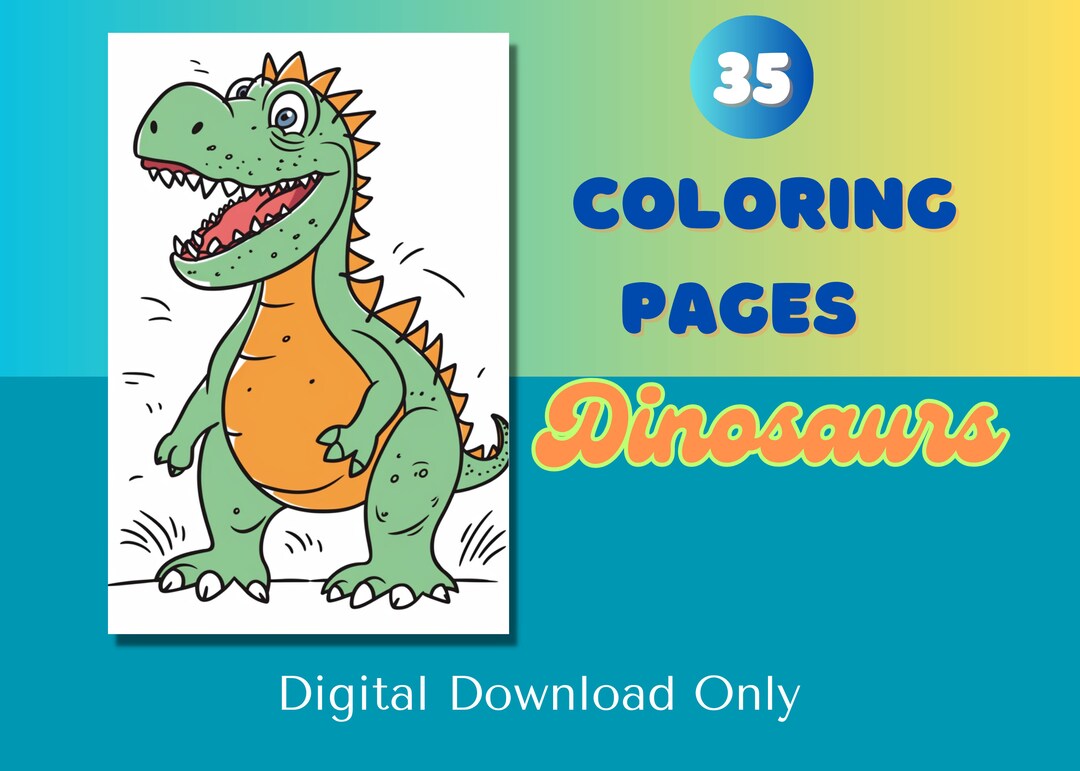 Printable Dinosaur Coloring Book 35 Pages Kids' Dinosaur Color Book A ...