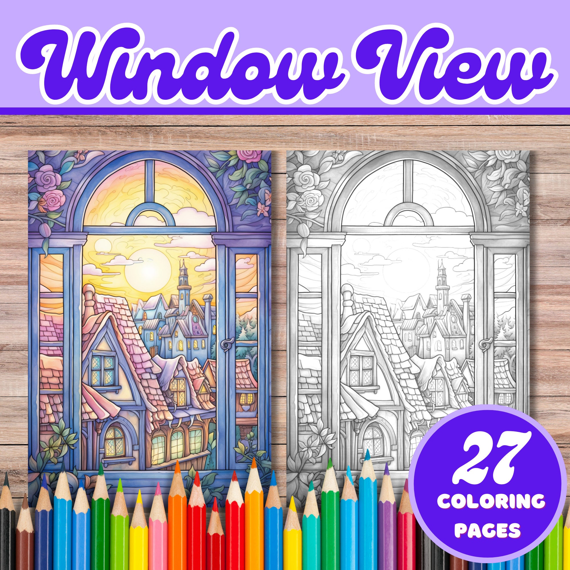 Imaginary Window Coloring Pages Fun and Detailed Designs for - Etsy