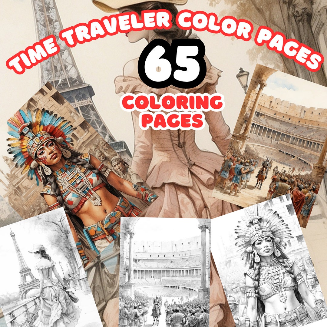 Time Traveler Color Pages Digital Printables for Kids & Adults Coloring ...