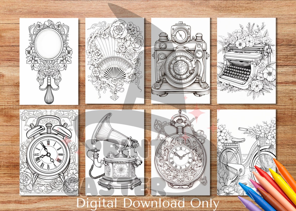 Relive the Past With Intricate Vintage Time Coloring Pages Detailed ...