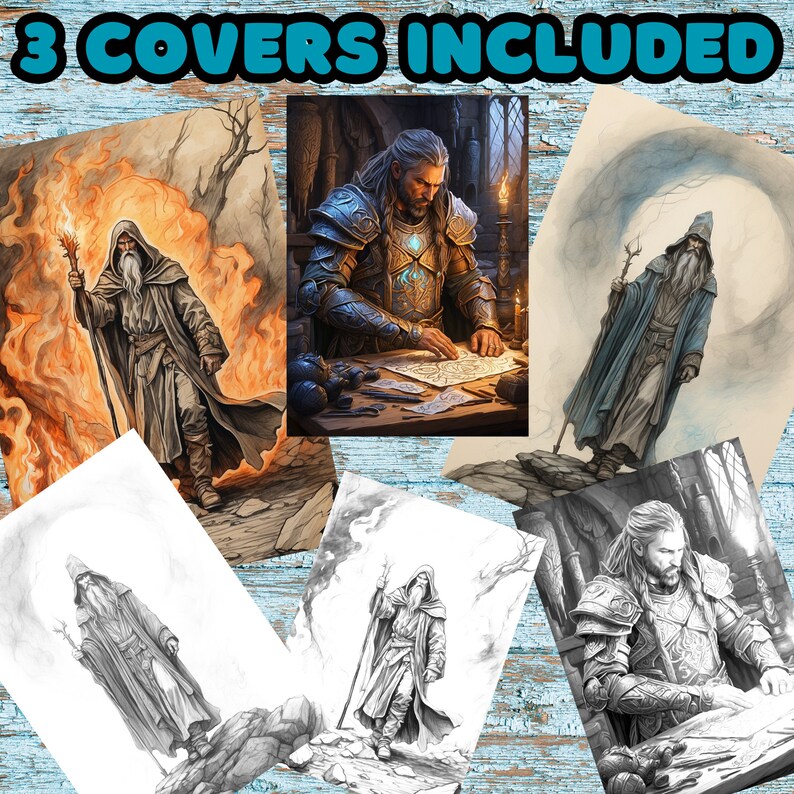 Wizard Coloring Pages for Adults Fantasy Magic & Mage Illustrations ...