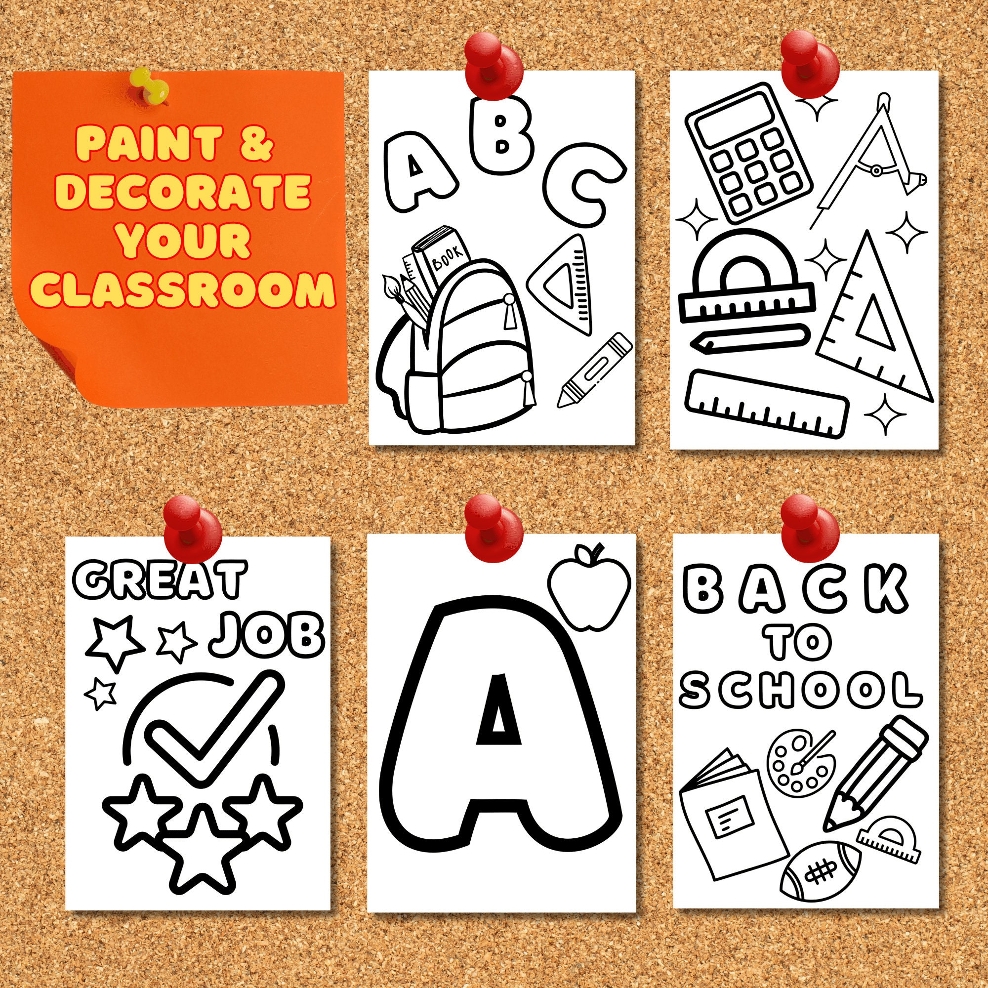Back to School: ABC Printable Alphabet Coloring Kids' - Etsy