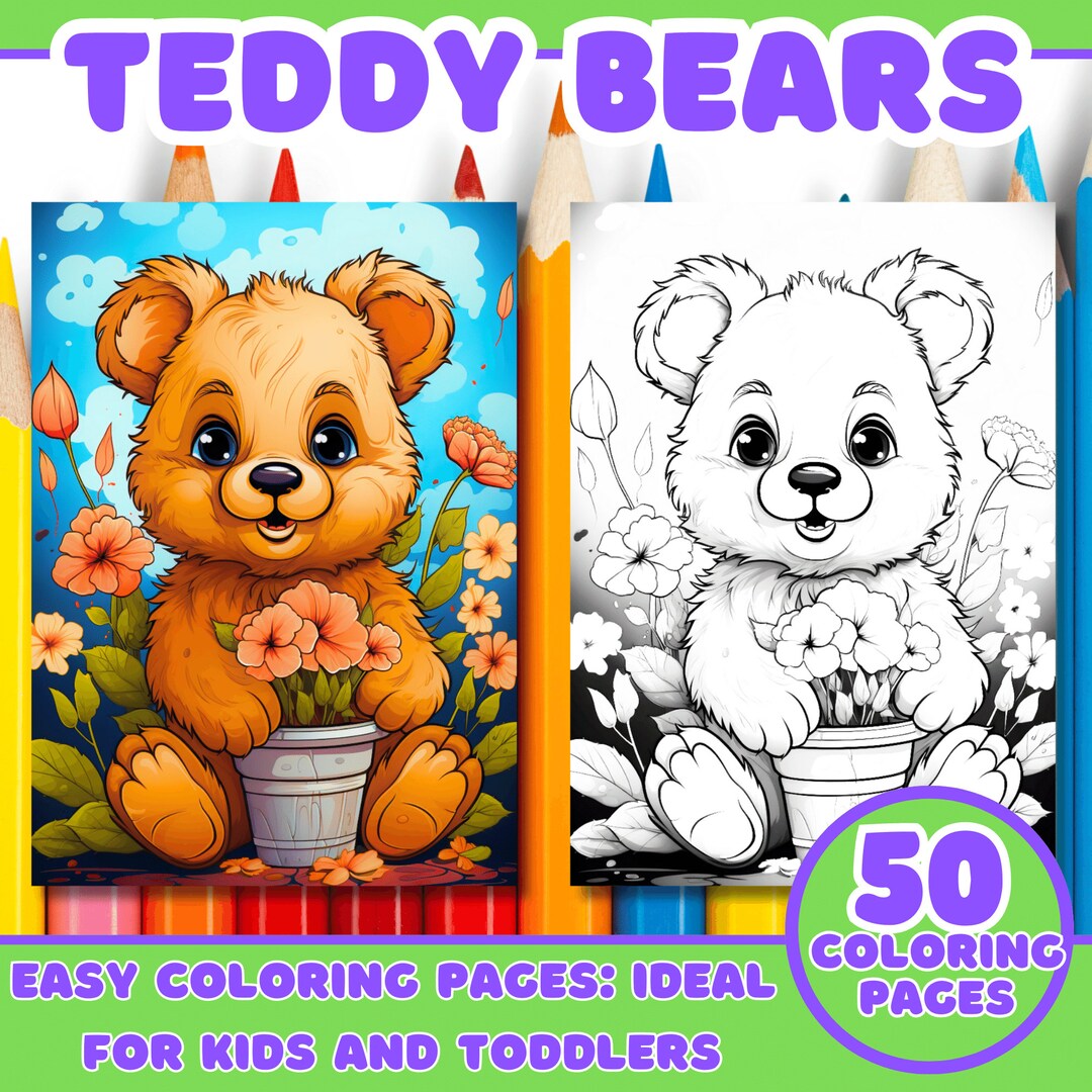 Cute Teddy Bear Coloring Pages: Vintage Teddy Bears Animal - Etsy