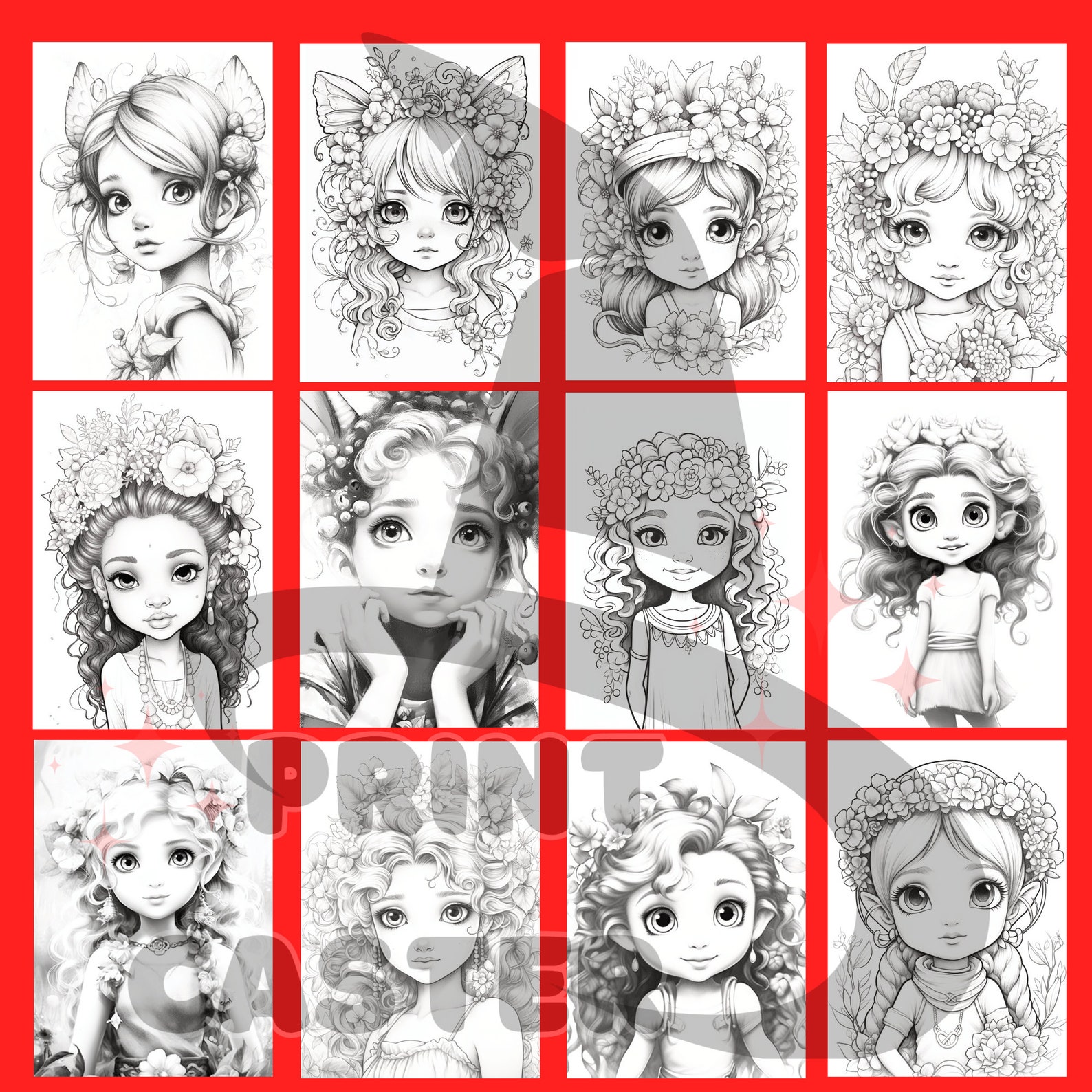 Instant Download Fairies Bloom Color Pages: Fantasy Coloring, Grayscale ...