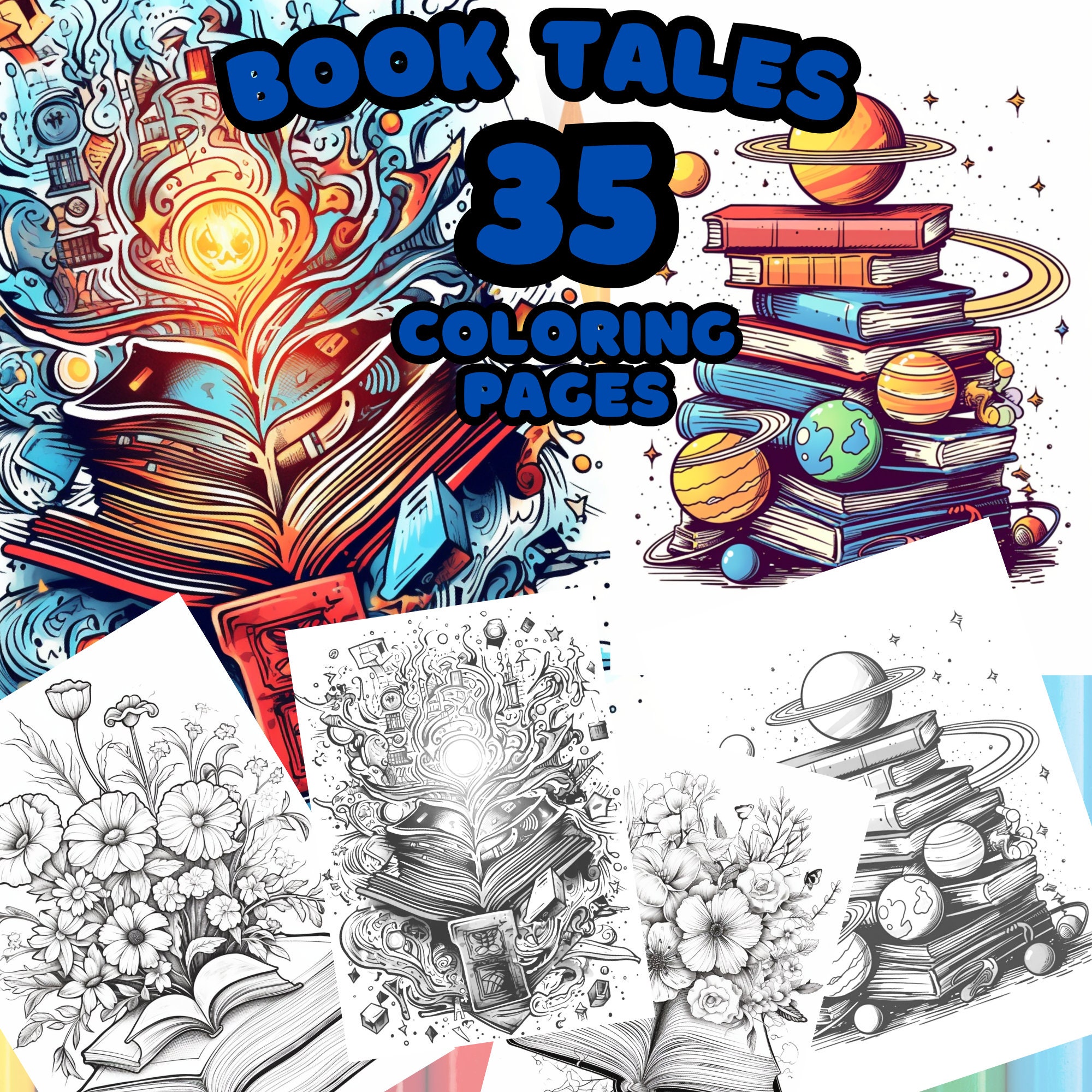Book Tales Coloring Pages Coloring Pages Fantasy Ebook - Etsy
