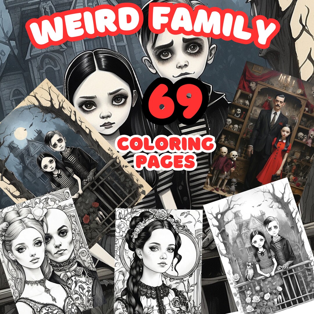 Weird Family Color Page Printable Adult Coloring Book Fantasy & Creepy ...