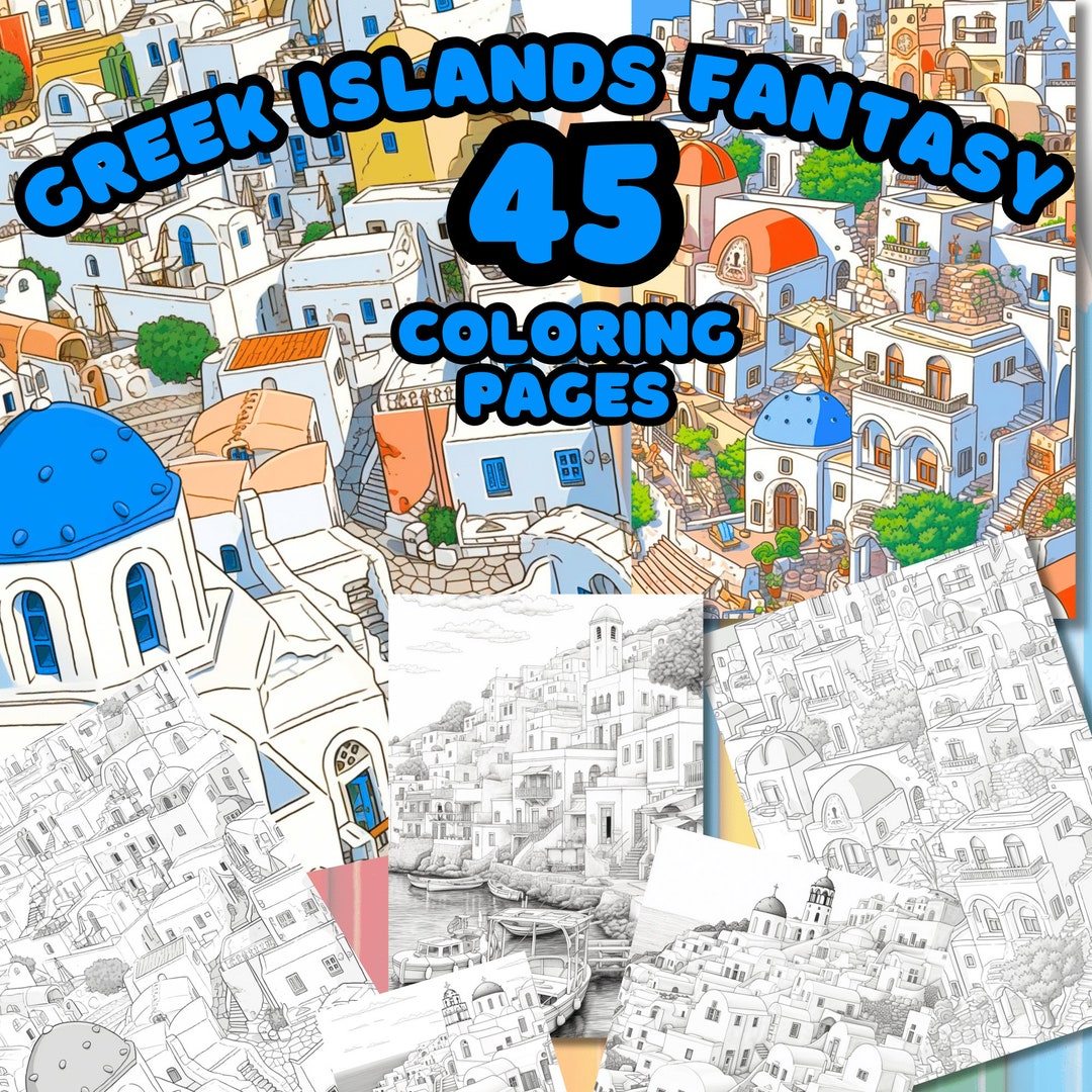 Greek Islands Coloring Pages, Summer Activity - Color Sheets, on ...