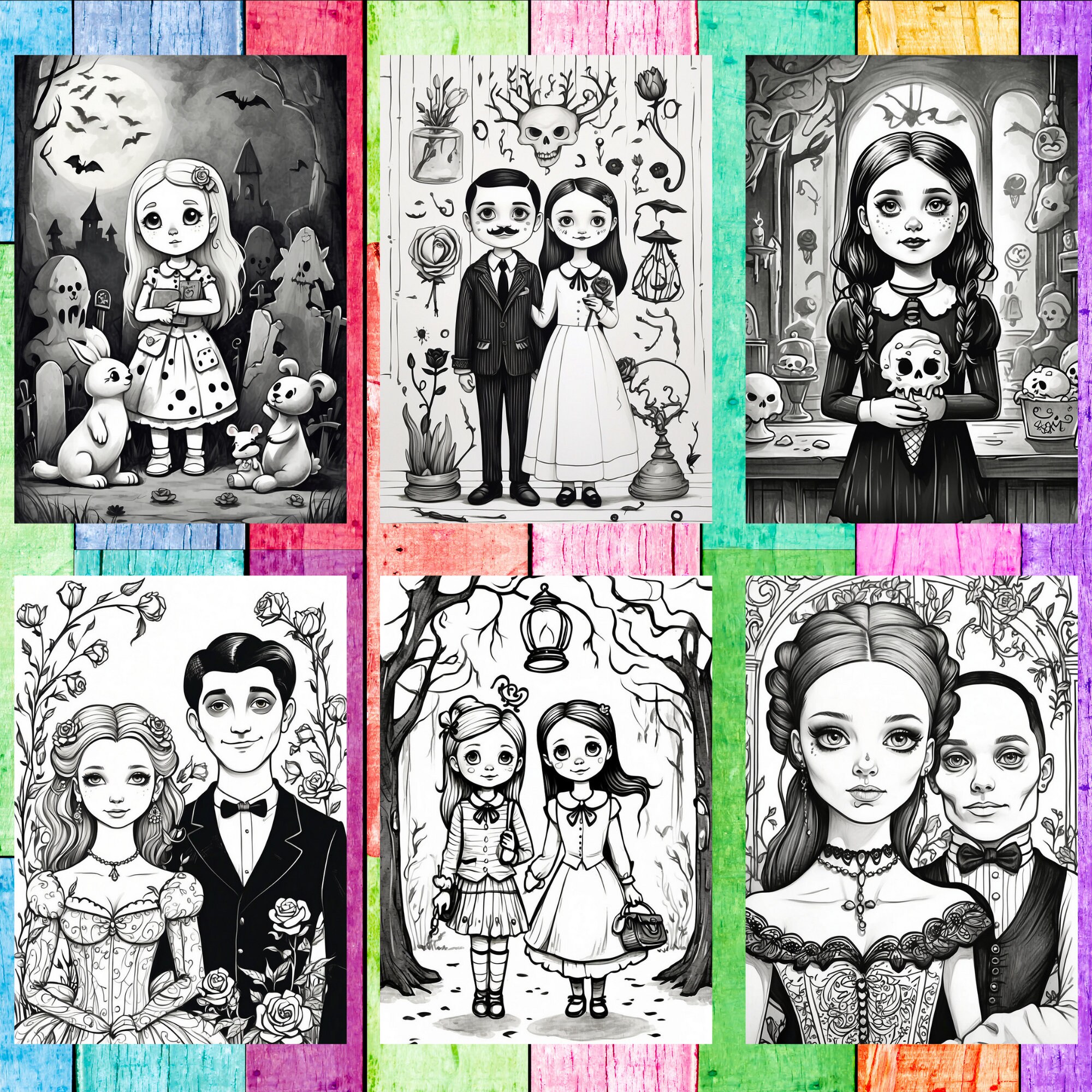 Weird Family Color Page Printable Adult Coloring Book Fantasy & Creepy ...