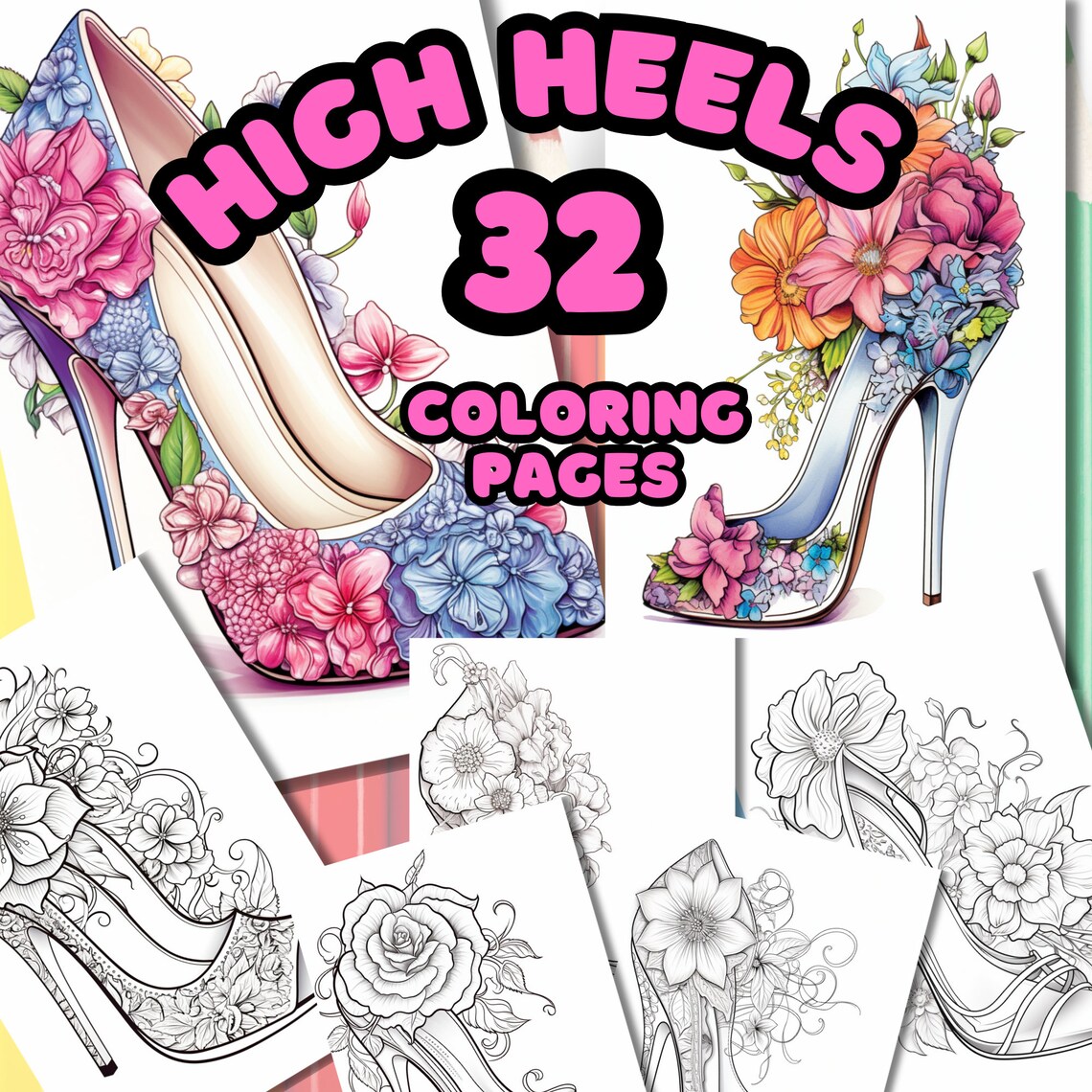 High Heels Coloring Pages - Fashion and Art for Kids and Adults ...