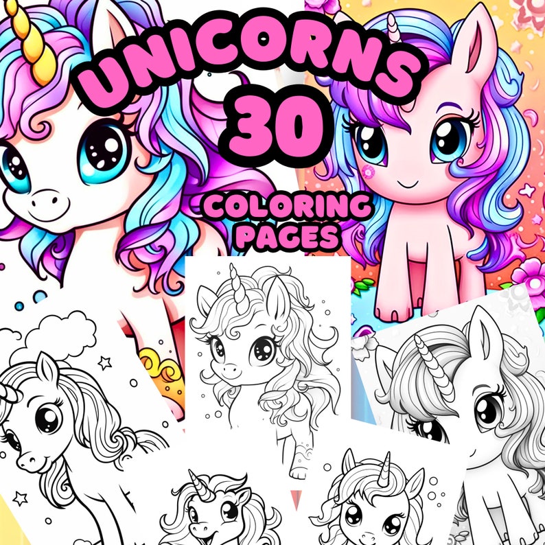 Unicorn Coloring Pages for Children: Enchanted Fun Fantasy DIY, Cute ...