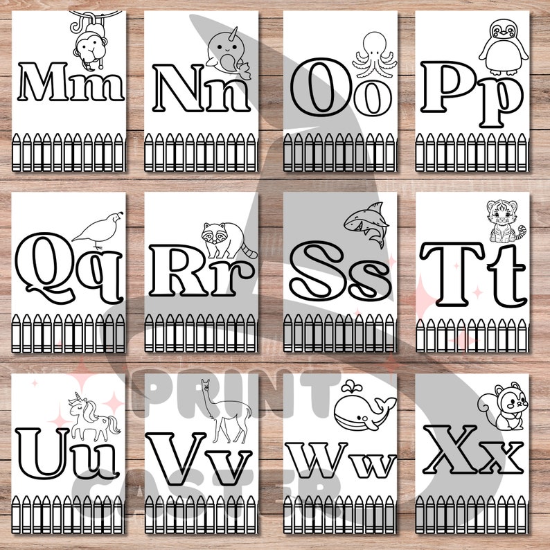 ABC Color Pages: Alphabet & Animal Coloring Preschool - Etsy