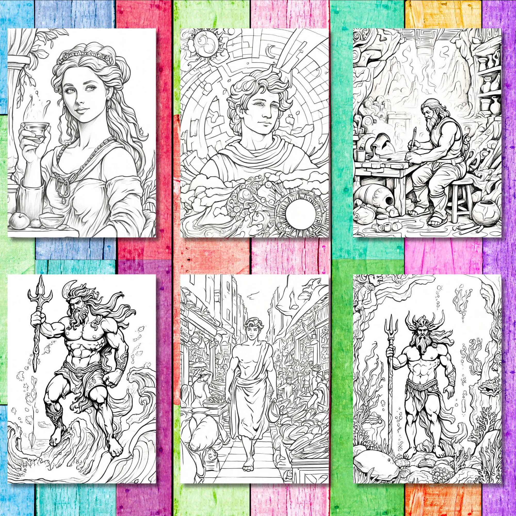 Greek Gods Coloring Pages Instant Download Adult Coloring Book ...