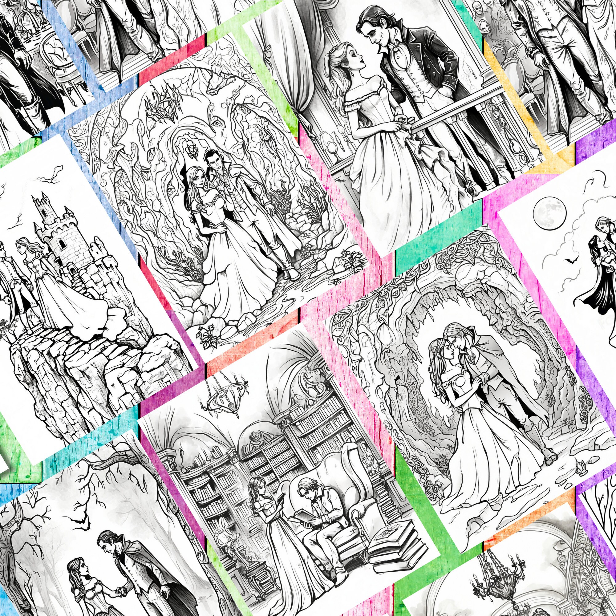 Vampires Coloring Pages Book Gothic & Halloween Themes Printable ...