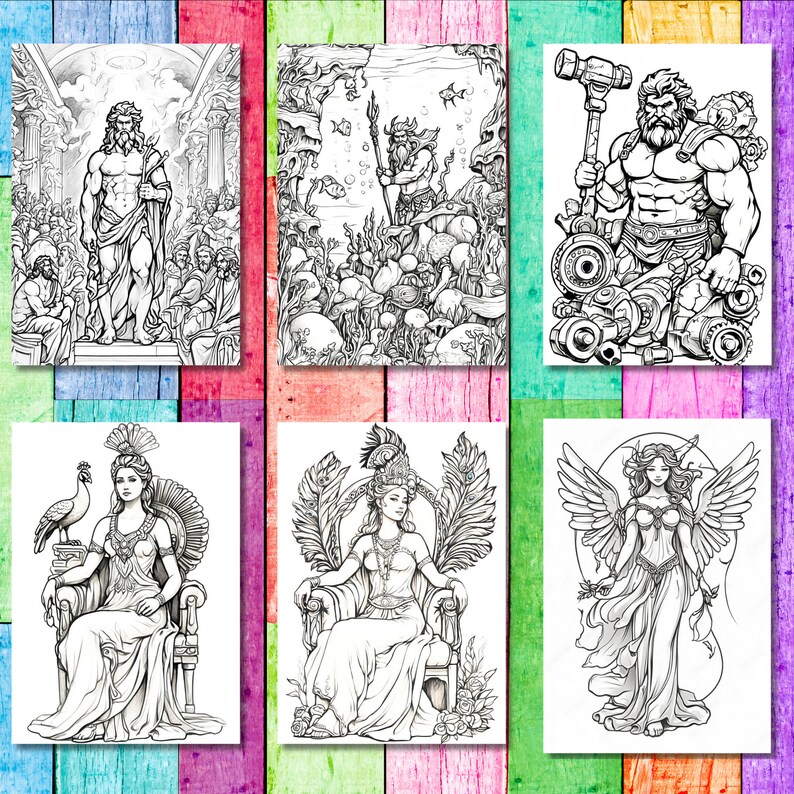 Greek Gods Coloring Pages Instant Download Adult Coloring Book ...
