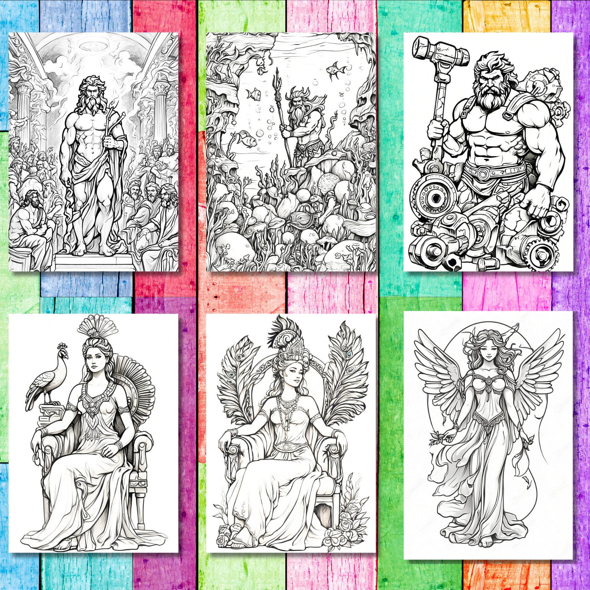 Greek Gods Coloring Pages Instant Download Adult Coloring Book ...