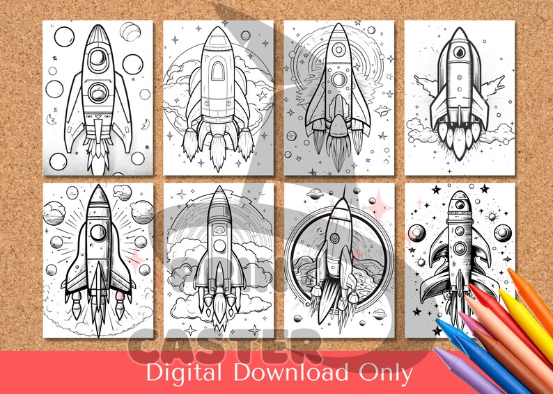 Space Coloring Pages Space Rocket Spaceship Printables - Etsy