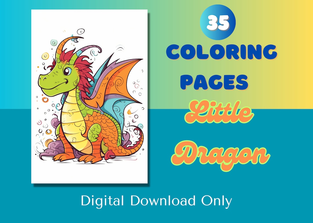 35 Cute Dragons Printable Kid Coloring Book | Baby Dragon Coloring PDF ...