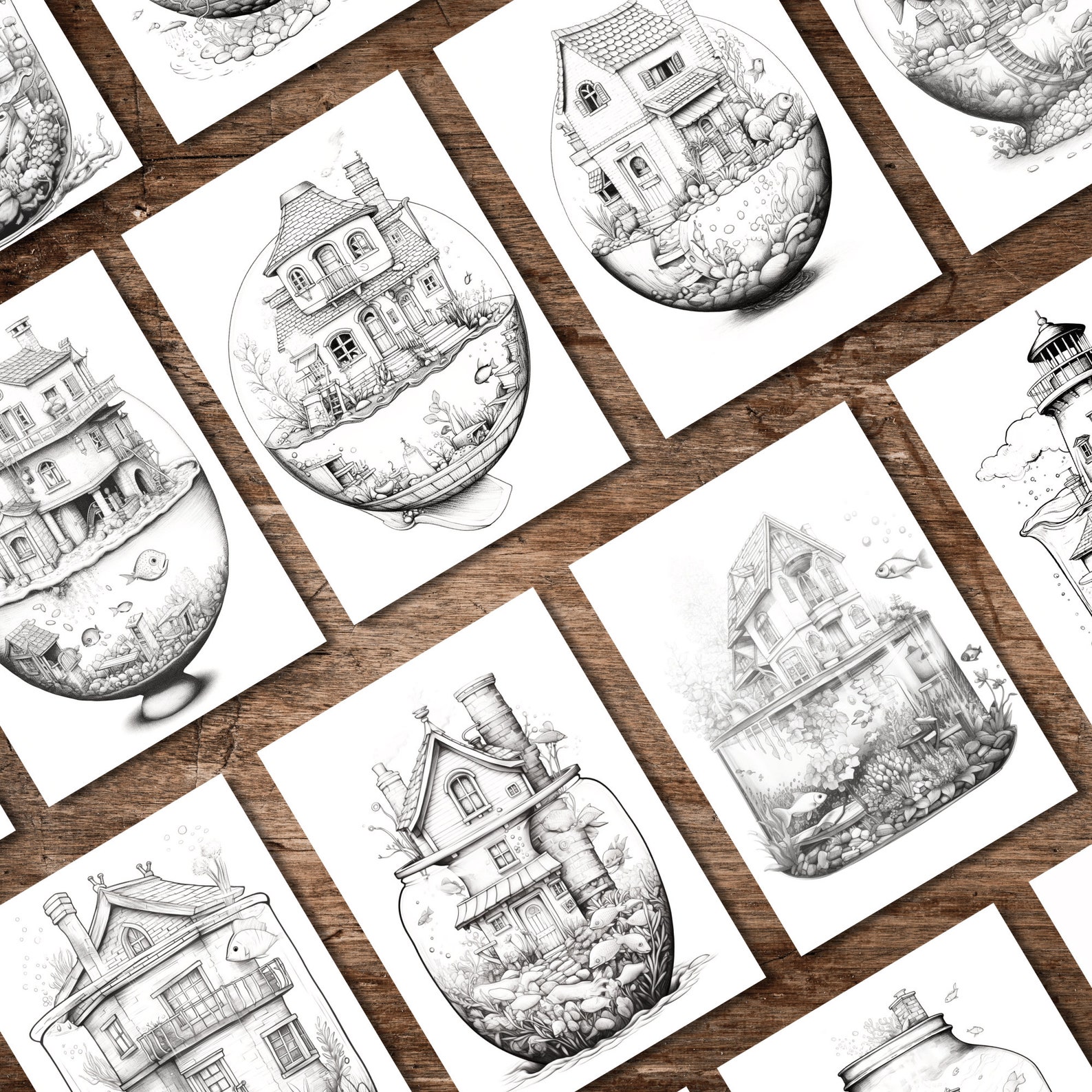 Digital Download: Fisherman House Coloring, Cute Houses, Sea Life ...