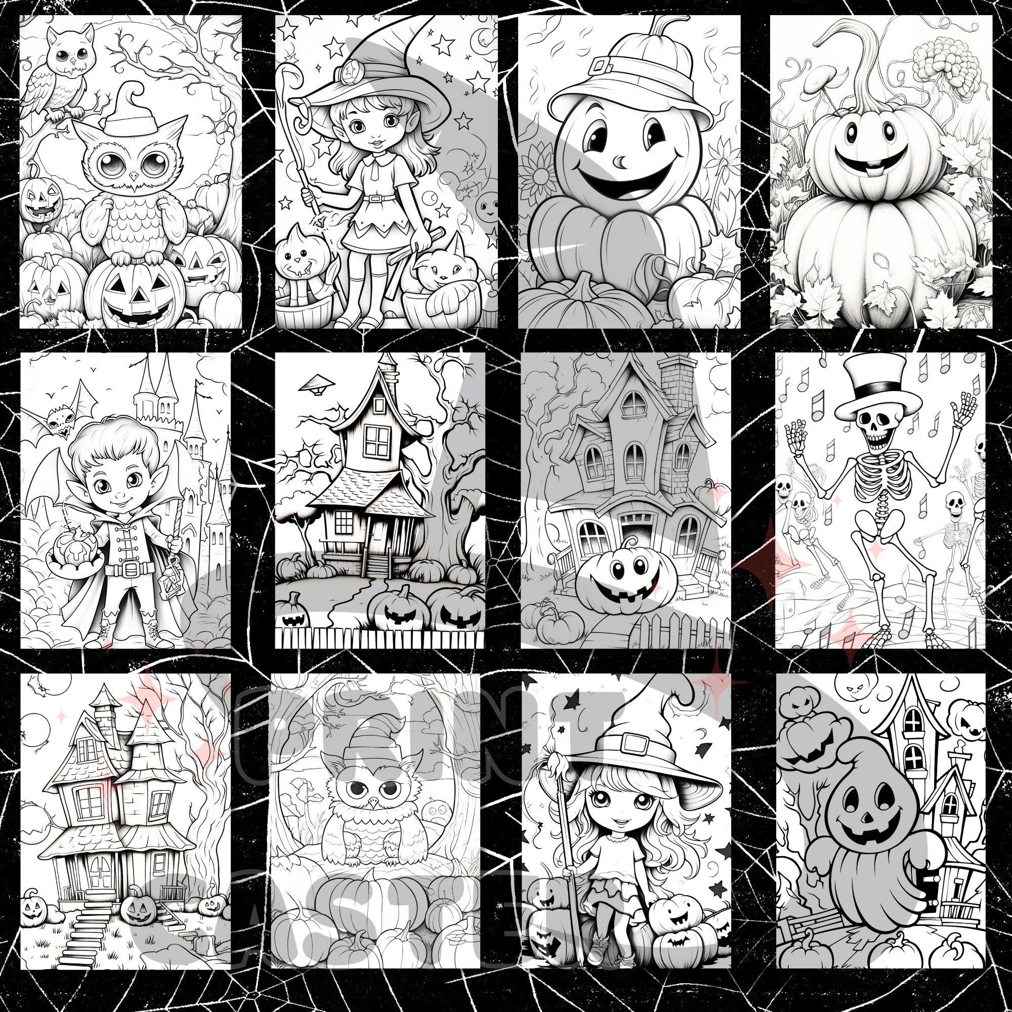 Halloween 2023 Coloring Pages: Cute Witch and Pumpkin, Not Scary ...