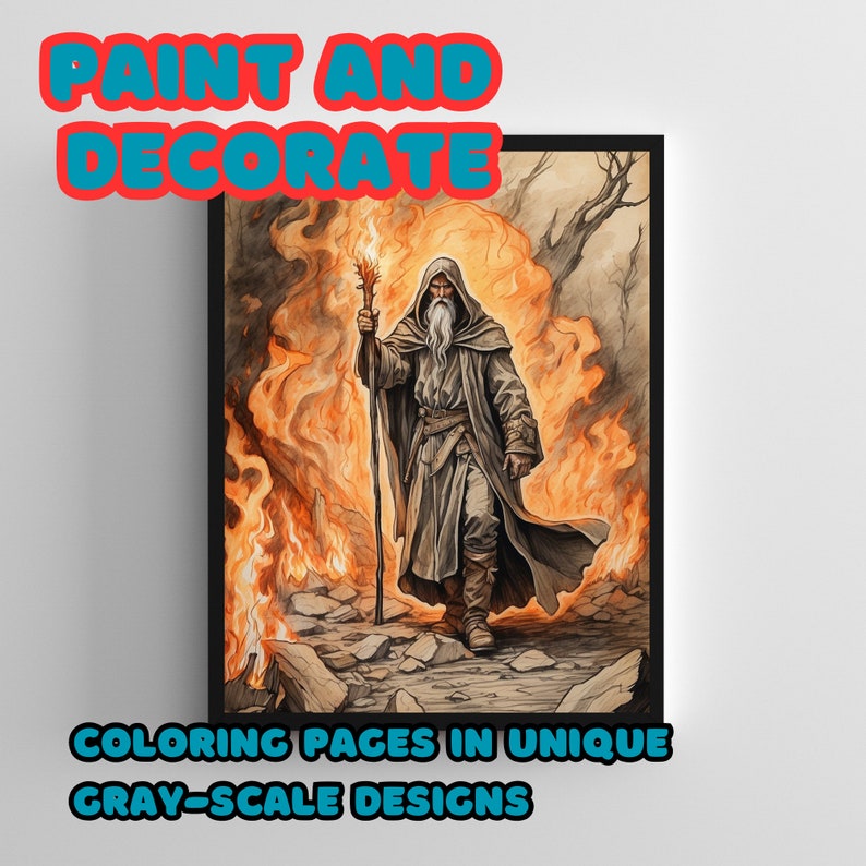 Wizard Coloring Pages for Adults Fantasy Magic & Mage Illustrations ...