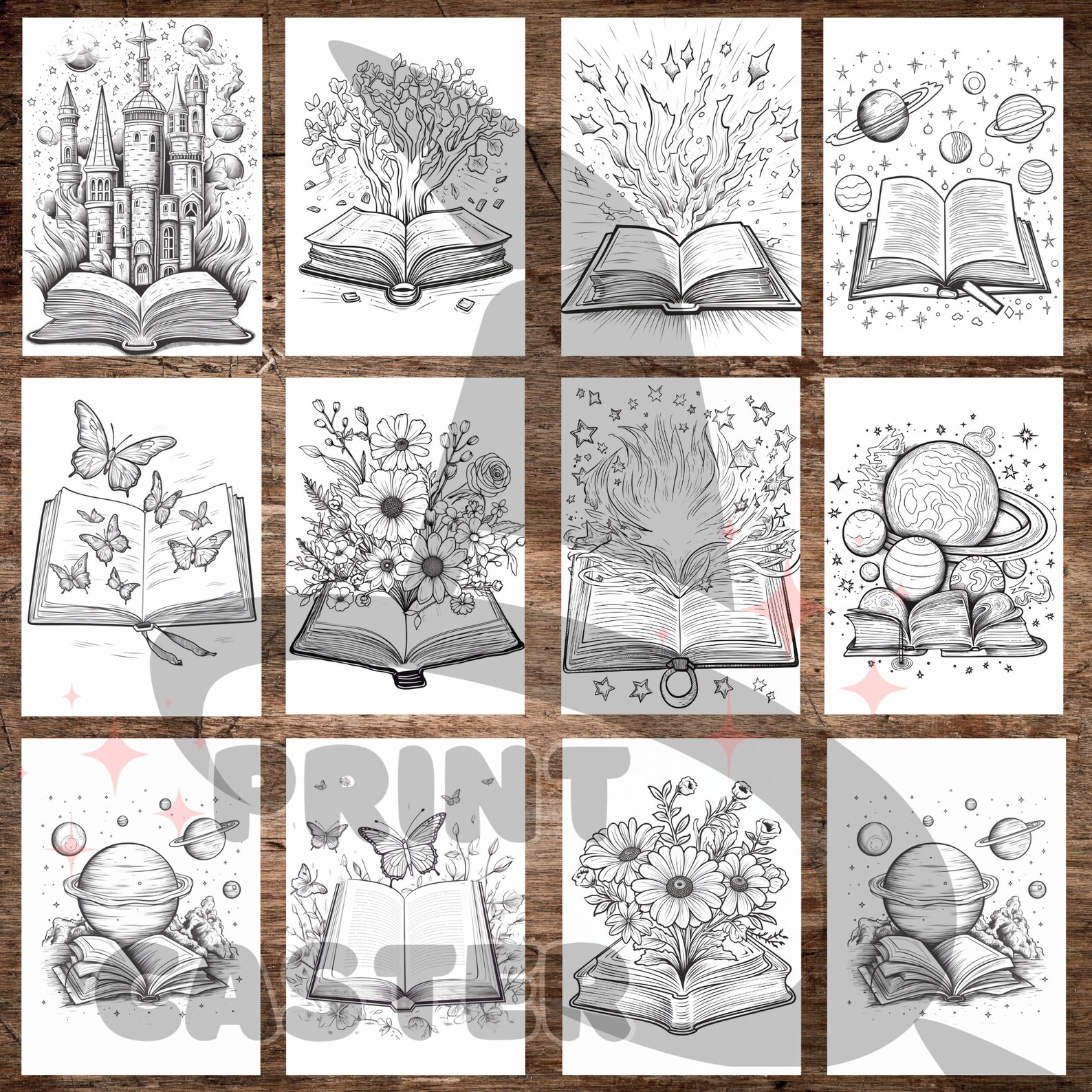 Book Tales Coloring Pages Coloring Pages Fantasy Ebook - Etsy