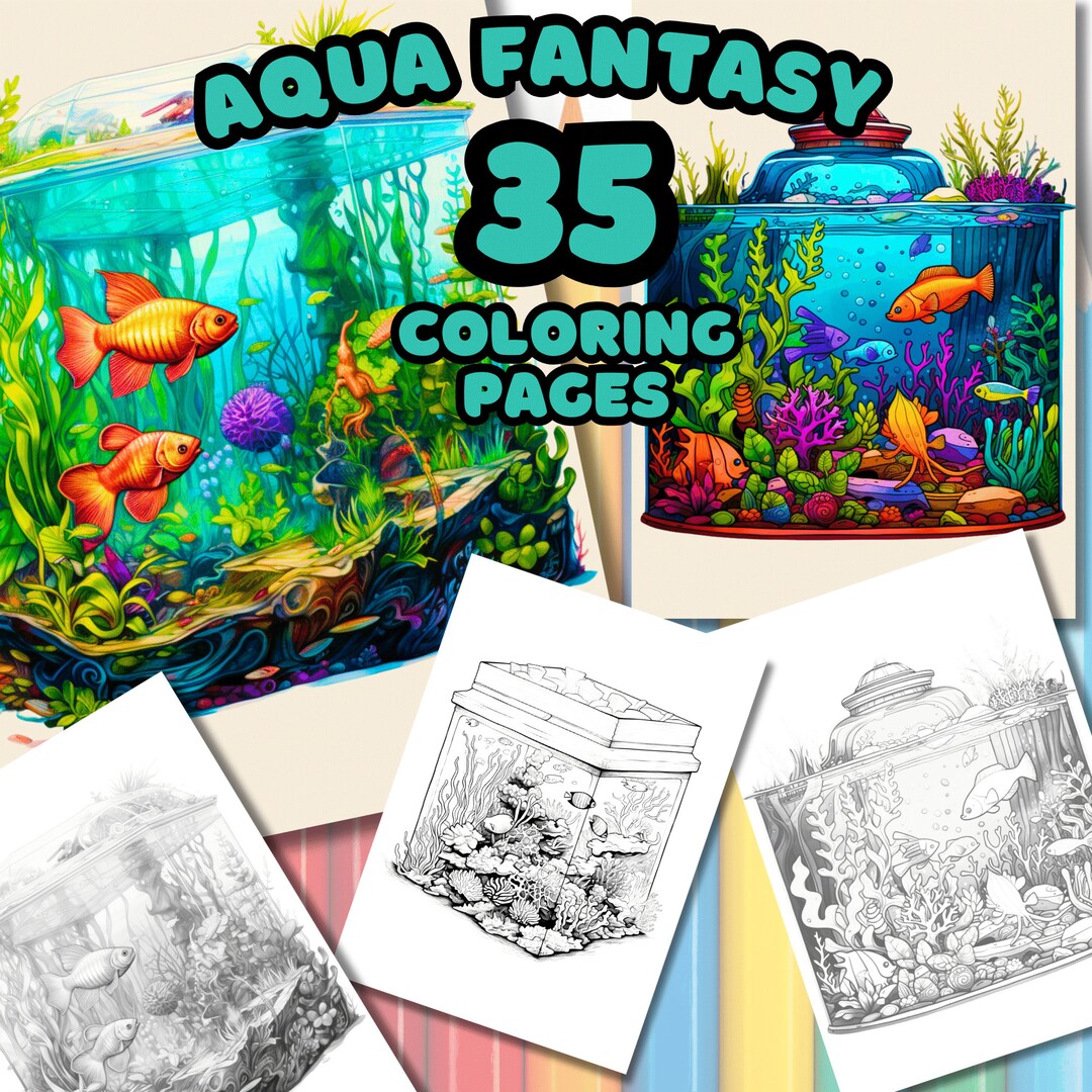 Adult Aquarium Coloring: Dive Into Fish Tank, Ocean, and Sea Life Pages ...