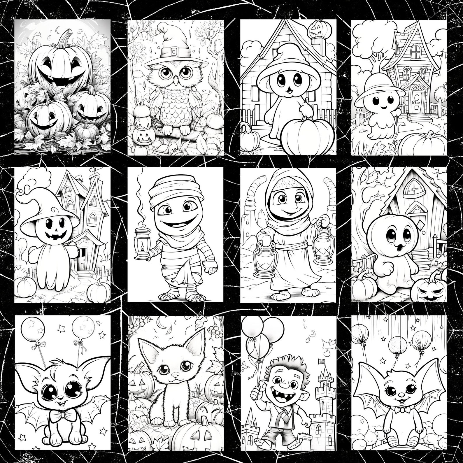 Halloween 2023 Coloring Pages: Cute Witch and Pumpkin, Not Scary ...