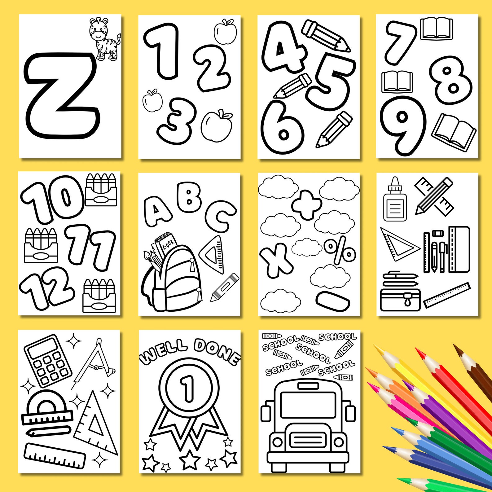 Back to School: ABC Printable Alphabet Coloring Kids' - Etsy