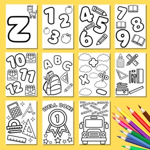 Back to School: ABC Printable, Alphabet Coloring, Kids' Numbers,welcome ...