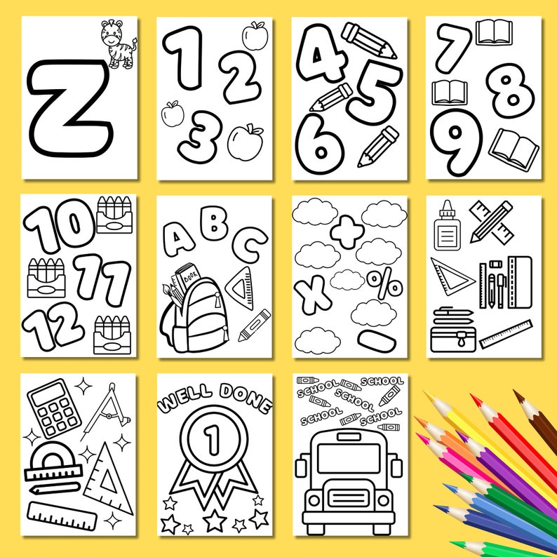 Back to School: ABC Printable Alphabet Coloring Kids' - Etsy