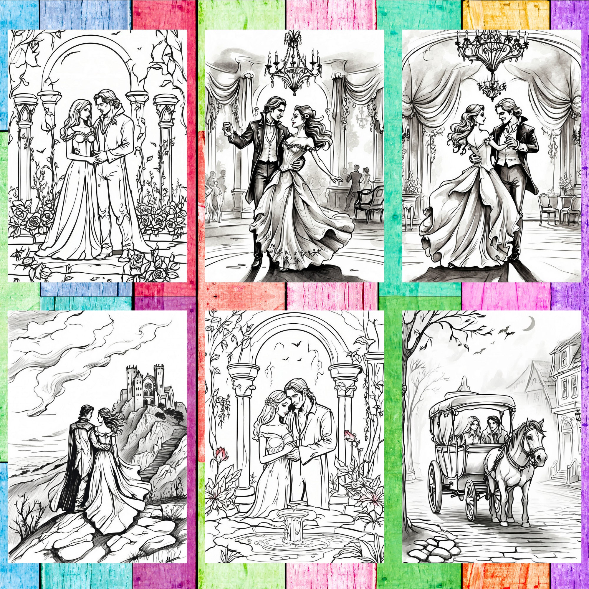 Vampires Coloring Pages Book Gothic & Halloween Themes Printable ...