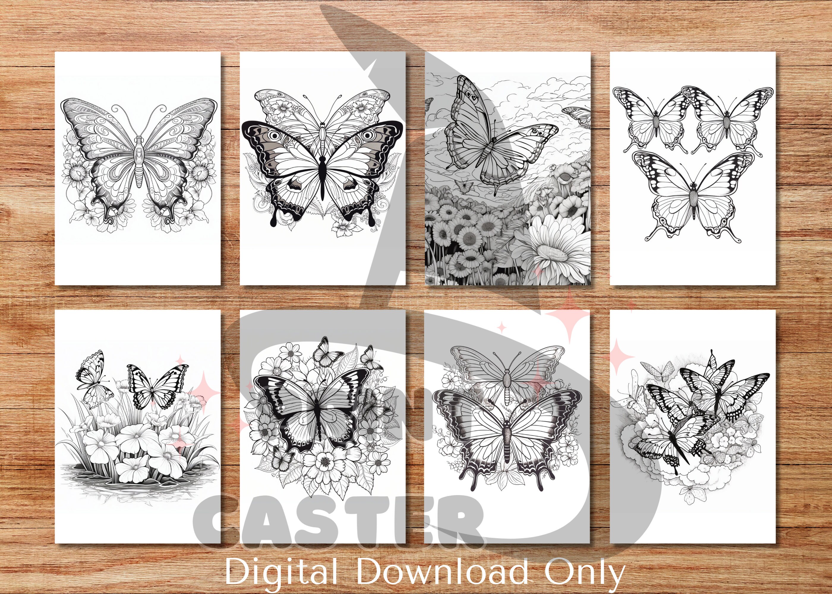 60 Butterflies Coloring Book Butterfly Coloring Page Adult Coloring ...