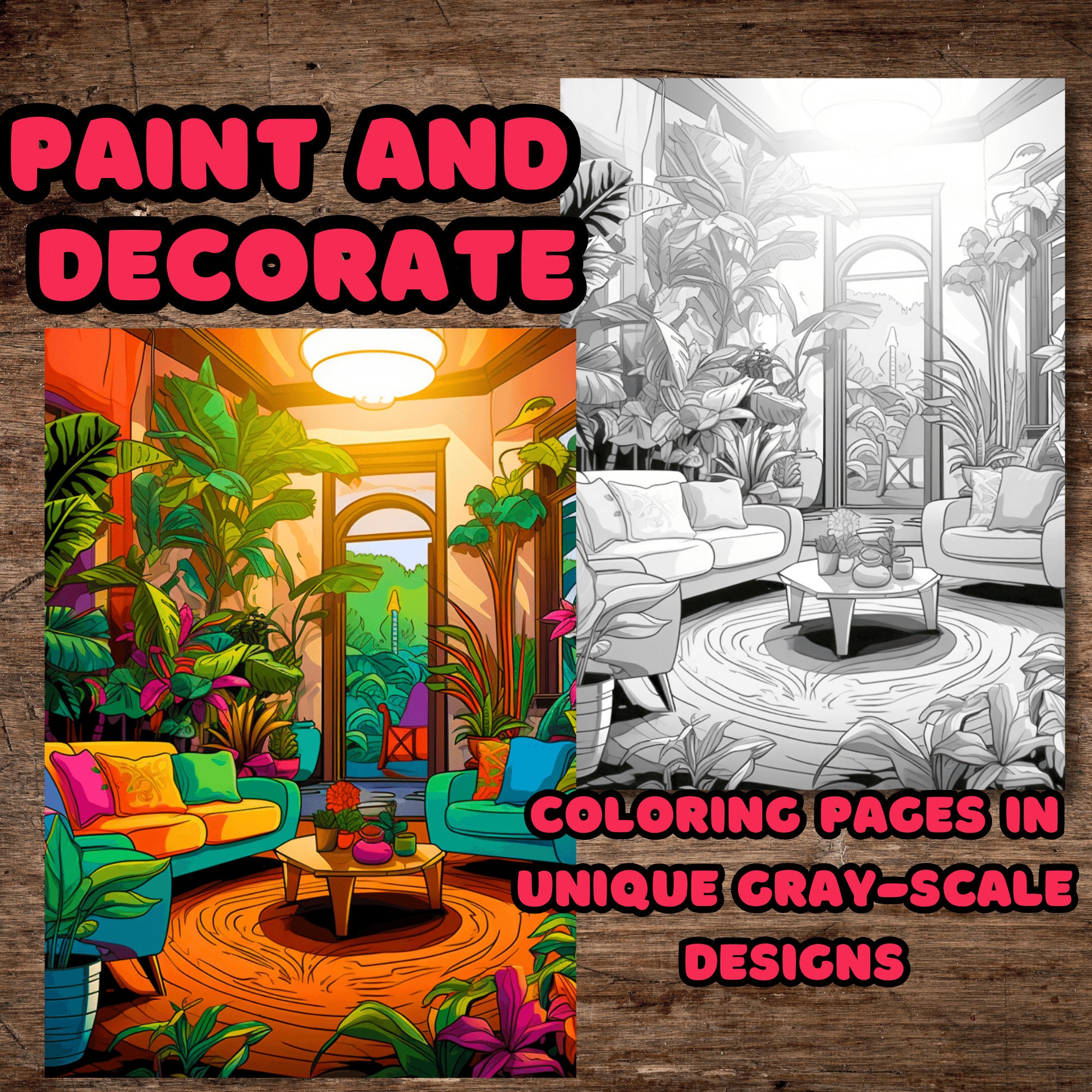 Interior Design Color Pages: Cozy Room Coloring for Adults, Digital ...