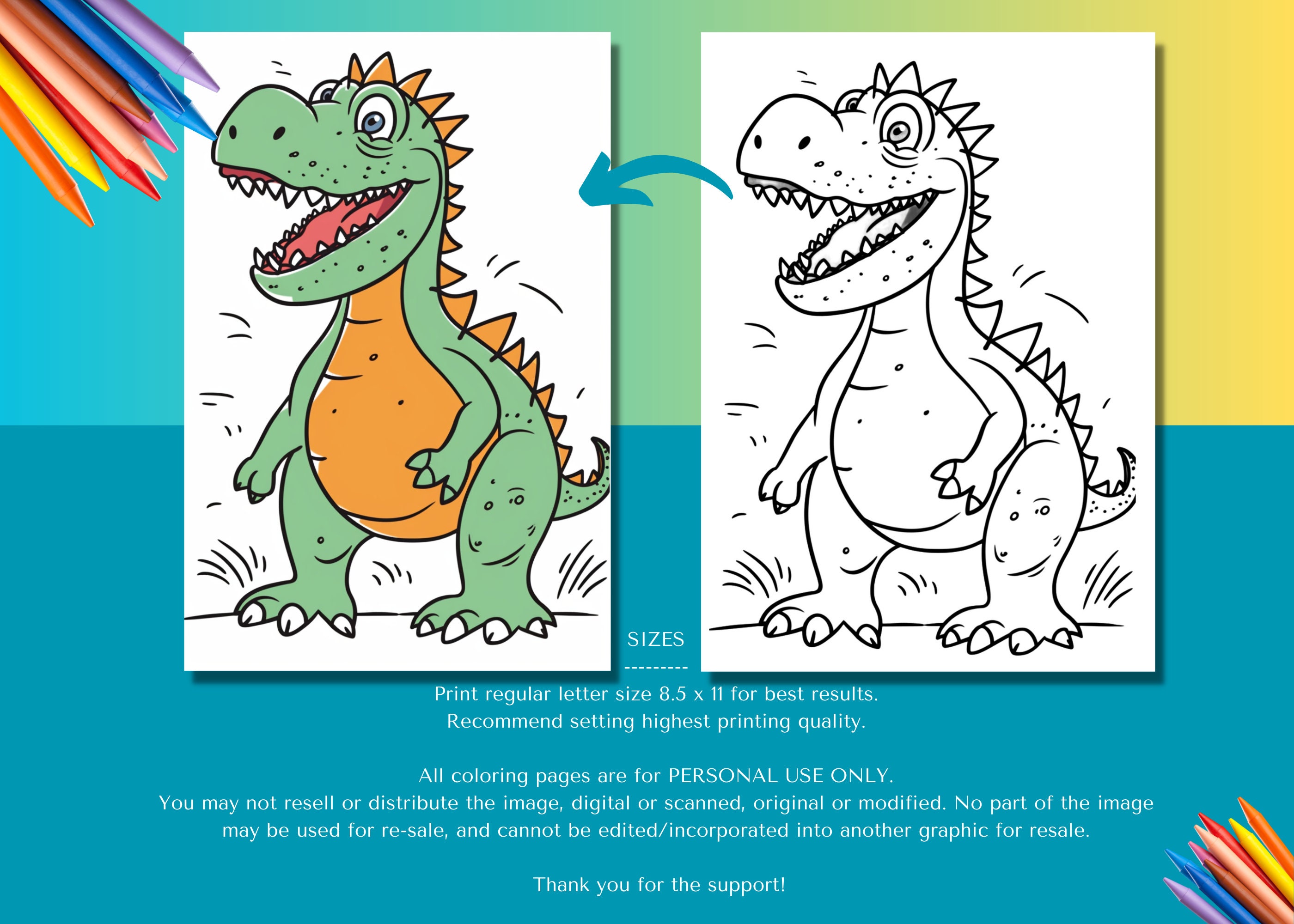 Printable Dinosaur Coloring Book 35 Pages Kids' Dinosaur Color Book A ...