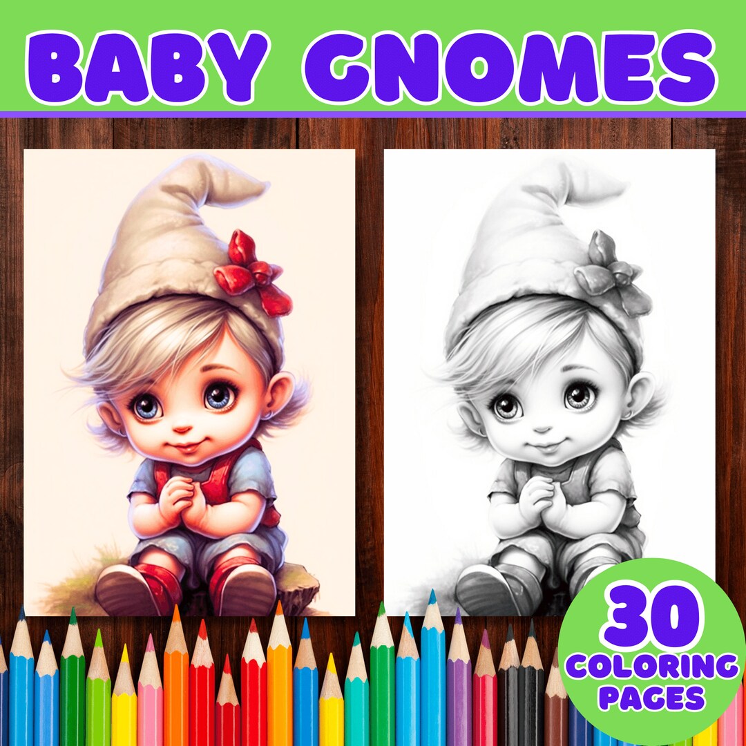 Instant Download Gnomes Color Pages: Grayscale and Fantasy - Etsy