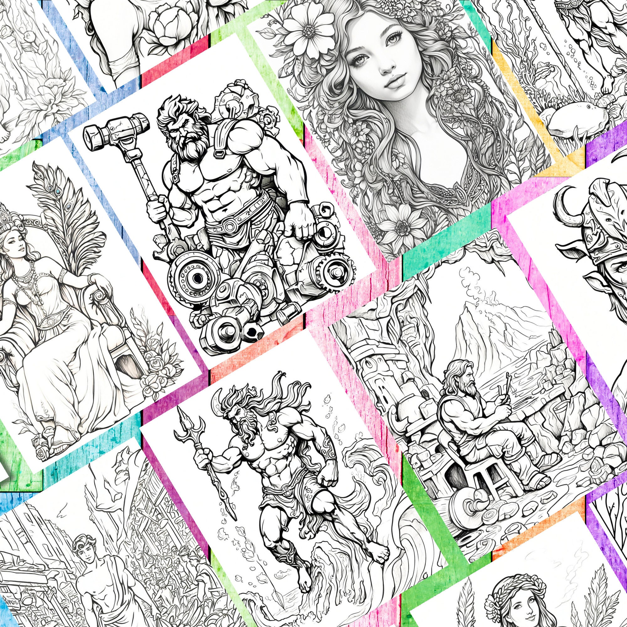 Greek Gods Coloring Pages Instant Download Adult Coloring Book ...