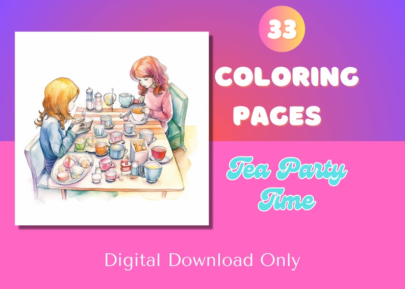 Tea Time Coloring Page Girls Color Page Friends Drinking Tea Prindable ...