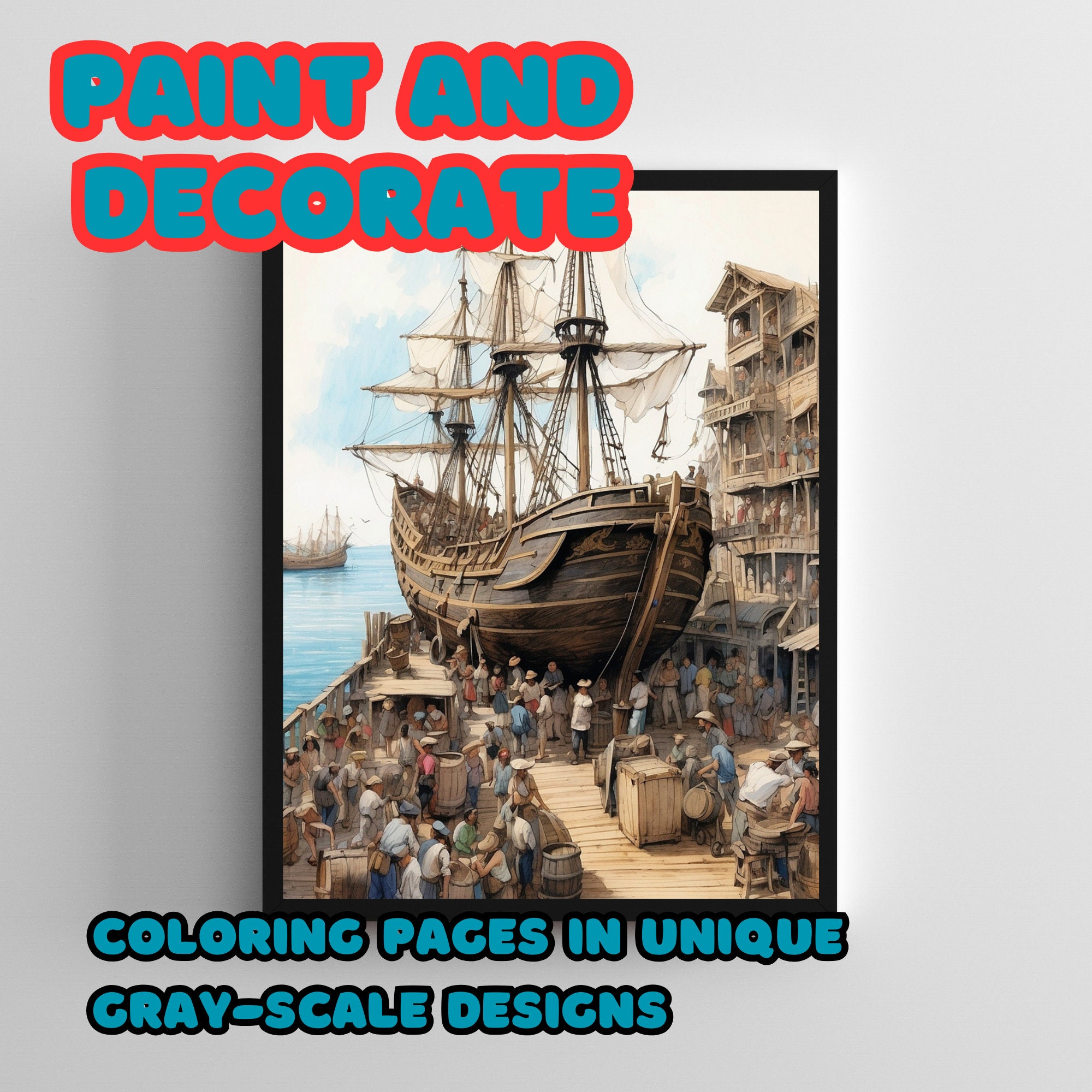 Pirate Ship Coloring Pages Nautical Adventure Adult Coloring Book Ghost ...